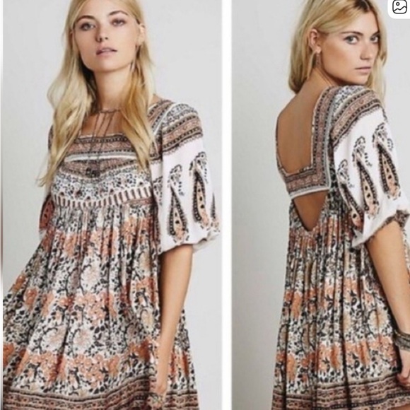 Free People | Dresses | Free People Backless Paisley Dress In Black ...